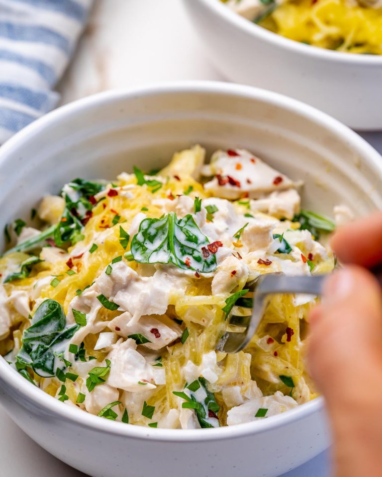 Creamy Coconut Spaghetti Squash Noodles with Chicken | Clean Food Crush