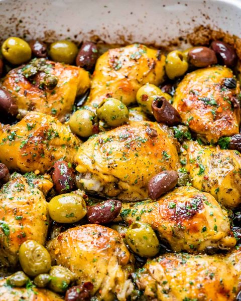 Easy Baked Chicken with Olives and Capers | Clean Food Crush