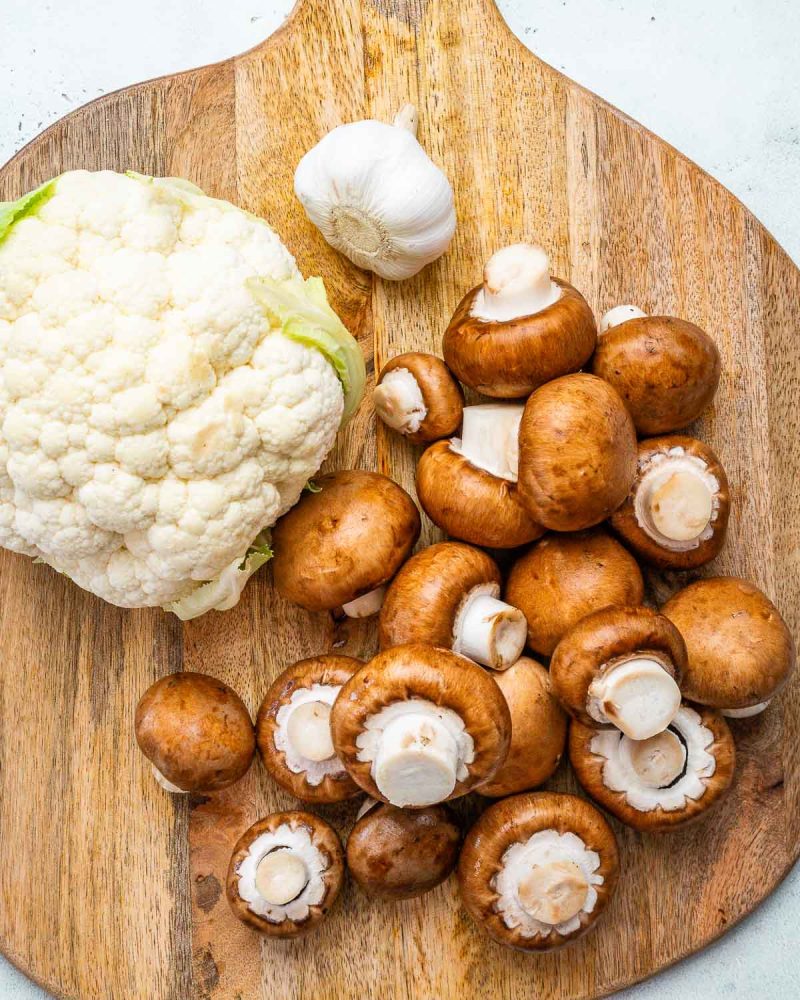 Garlicy Roasted Cauliflower + Mushrooms | Clean Food Crush