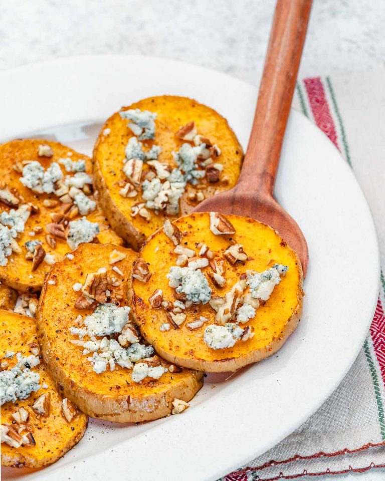 Easy Roasted Butternut Squash Slices with a Honey Drizzle | Clean Food ...