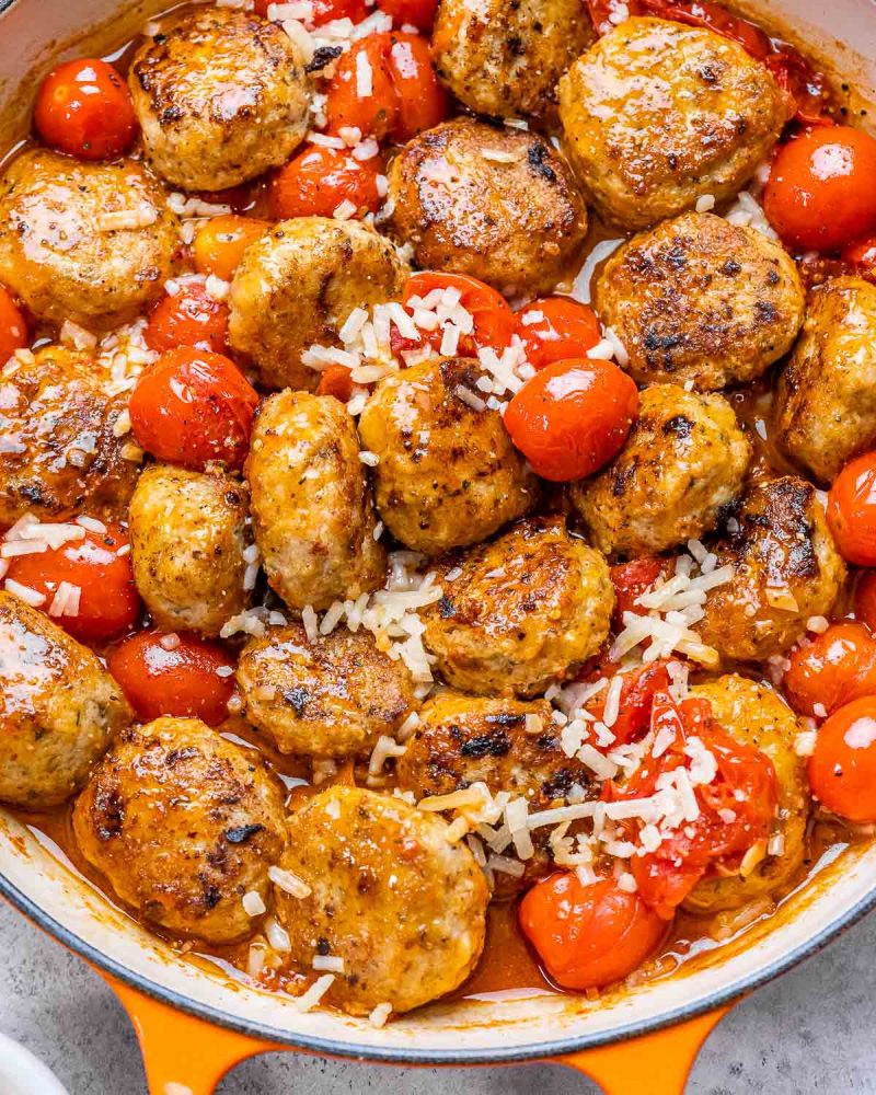 Cottage Cheese Meatballs with Burst Cherry Tomatoes | Clean Food Crush