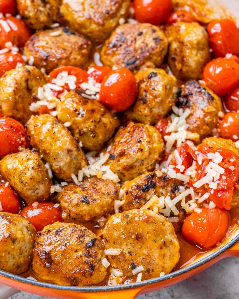 Cottage Cheese Meatballs with Burst Cherry Tomatoes | Clean Food Crush