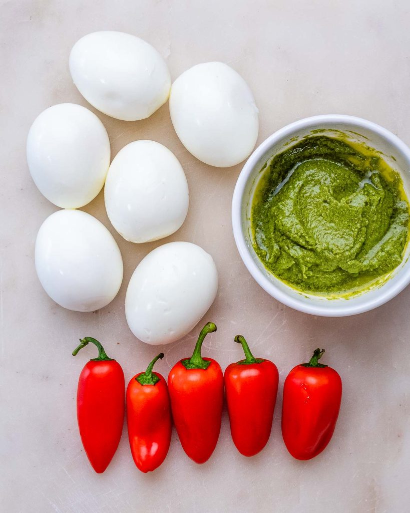 Red & Green Deviled Eggs | Clean Food Crush