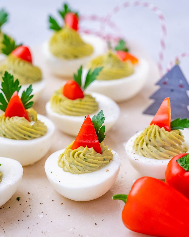 Red & Green Deviled Eggs | Clean Food Crush