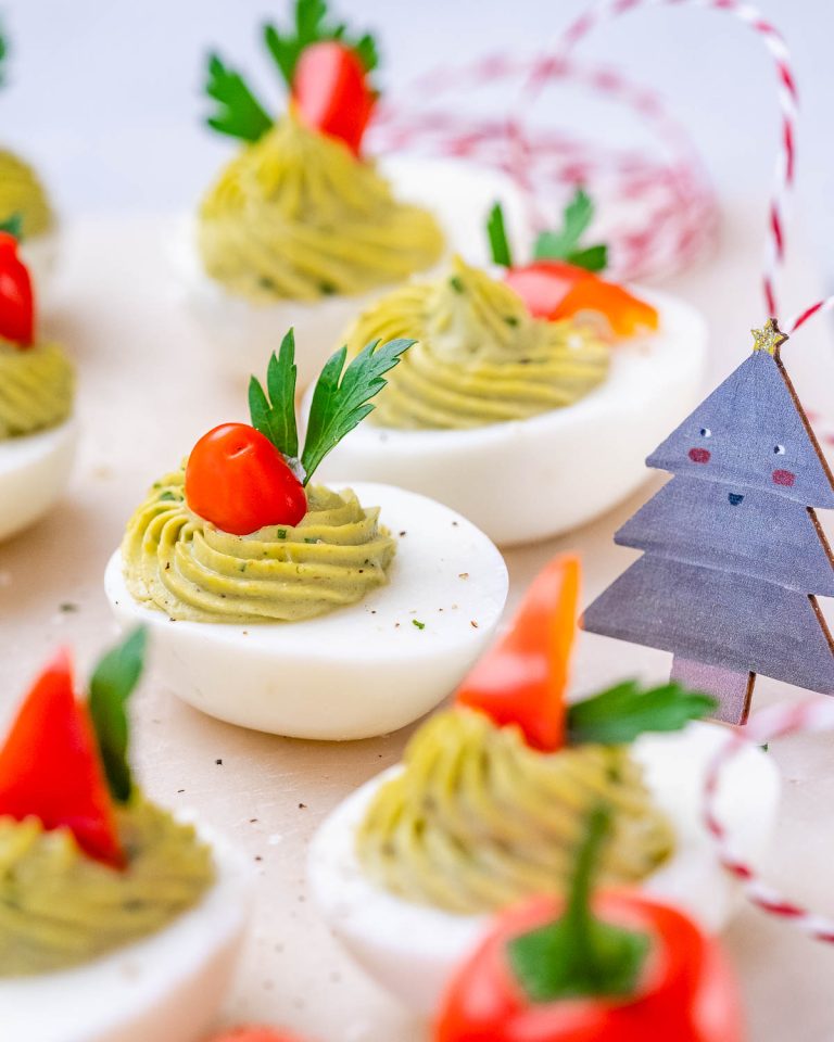 Red & Green Deviled Eggs | Clean Food Crush