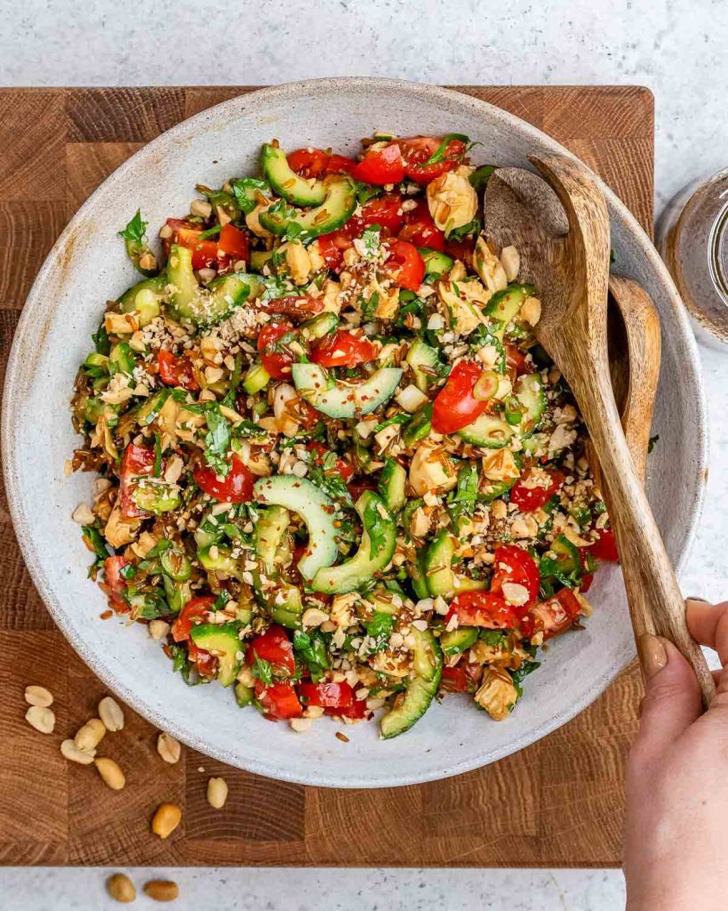 Crispy Brown Rice Chicken Salad | Clean Food Crush