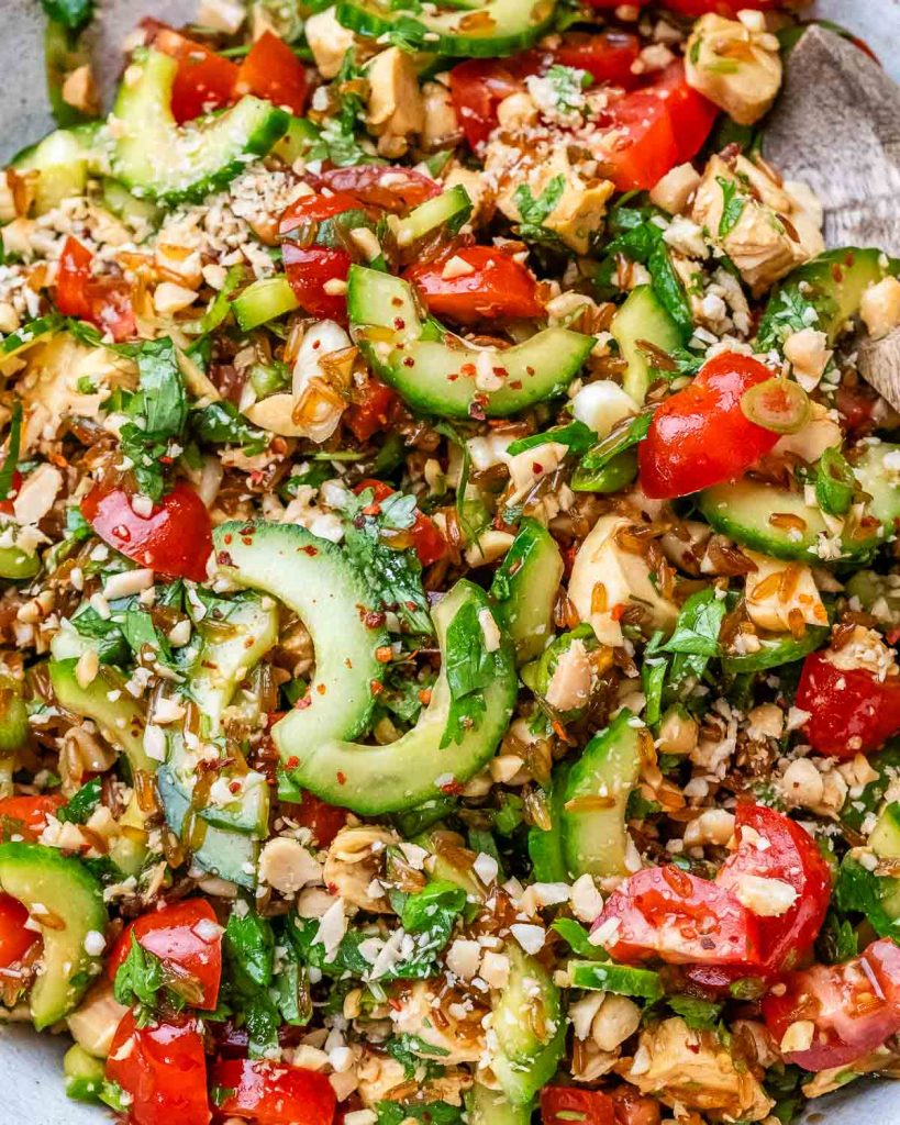 Crispy Brown Rice Chicken Salad | Clean Food Crush
