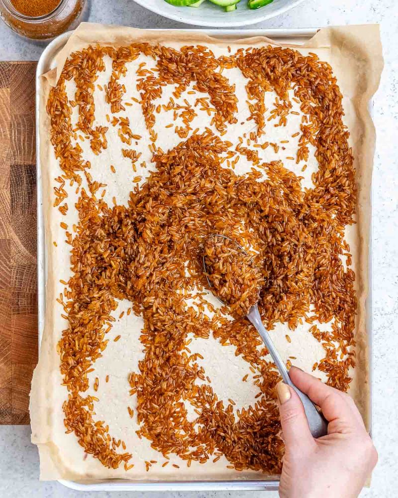 Crispy Brown Rice Chicken Salad | Clean Food Crush