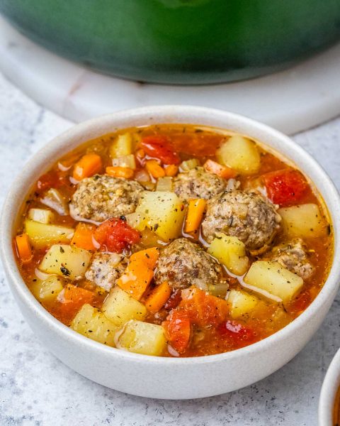 Hearty Root Vegetable + Meatball Soup | Clean Food Crush