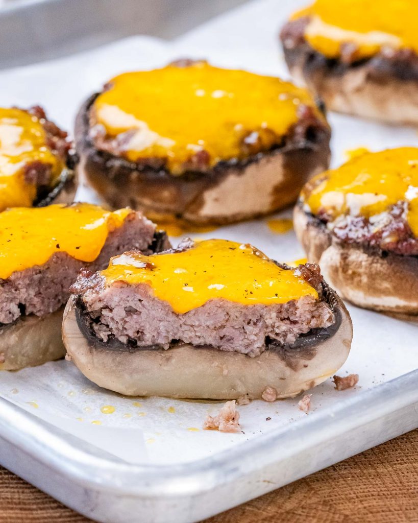 Flavorful Cheeseburger Stuffed Mushrooms | Clean Food Crush